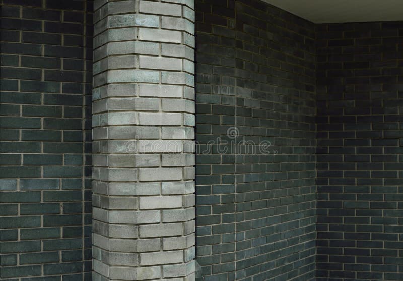 Gray Brick Wall Background with Pillar Stock Image - Image of rough ...