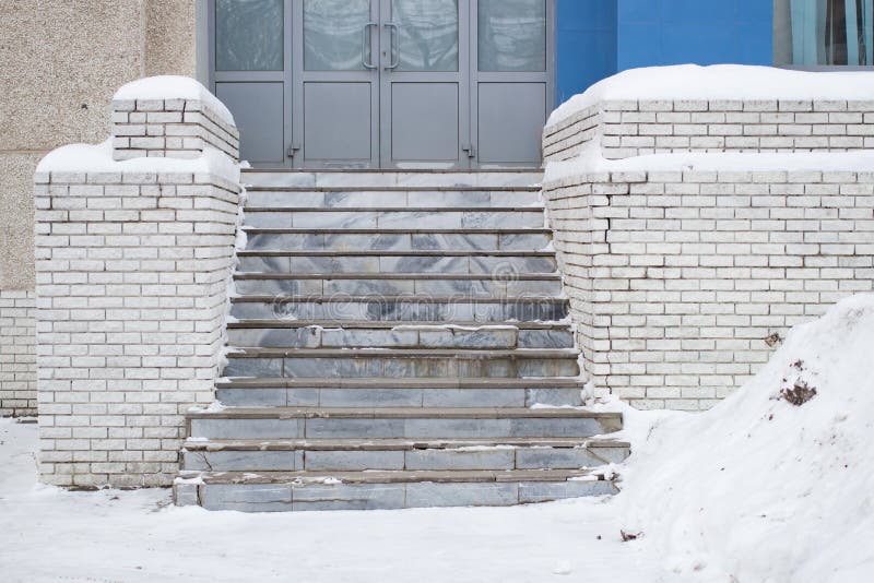 Gray Brick Wall for Background and Texture Door Stairs Stock Image ...