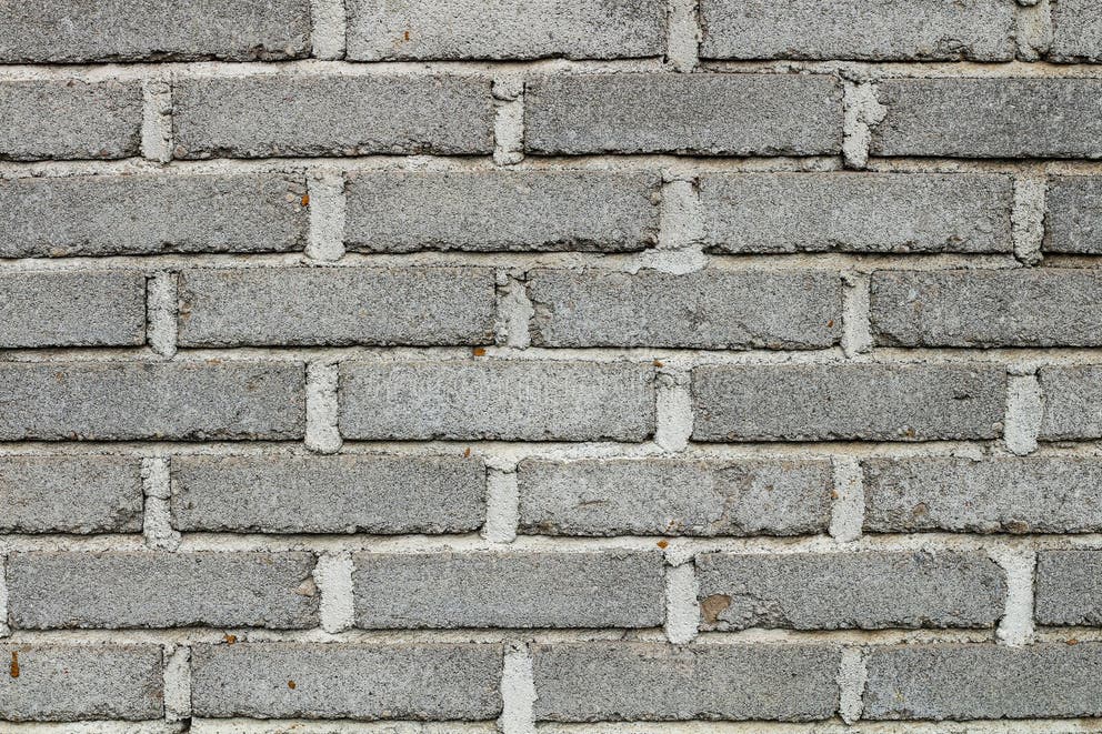 Gray Brick Wall with a Consistent Pattern of Rectangular Bricks ...