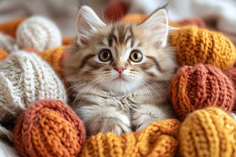 Gray British Fluffy Kitten Lying on His Back (isolated on White Stock ...