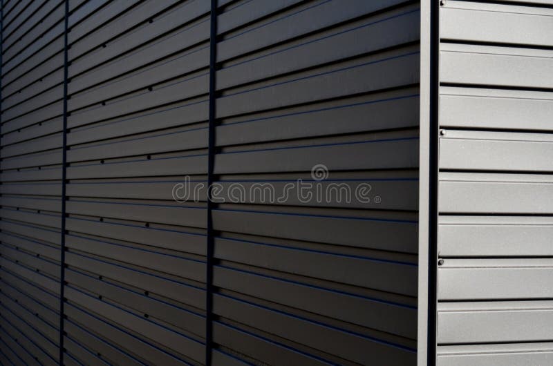 Gray Building is Lined with Square Panels. Metal Sheet Wall Cladding ...