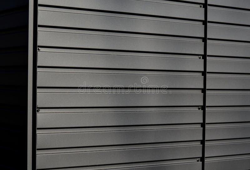 Gray Building is Lined with Square Panels. Metal Sheet Wall Cladding ...