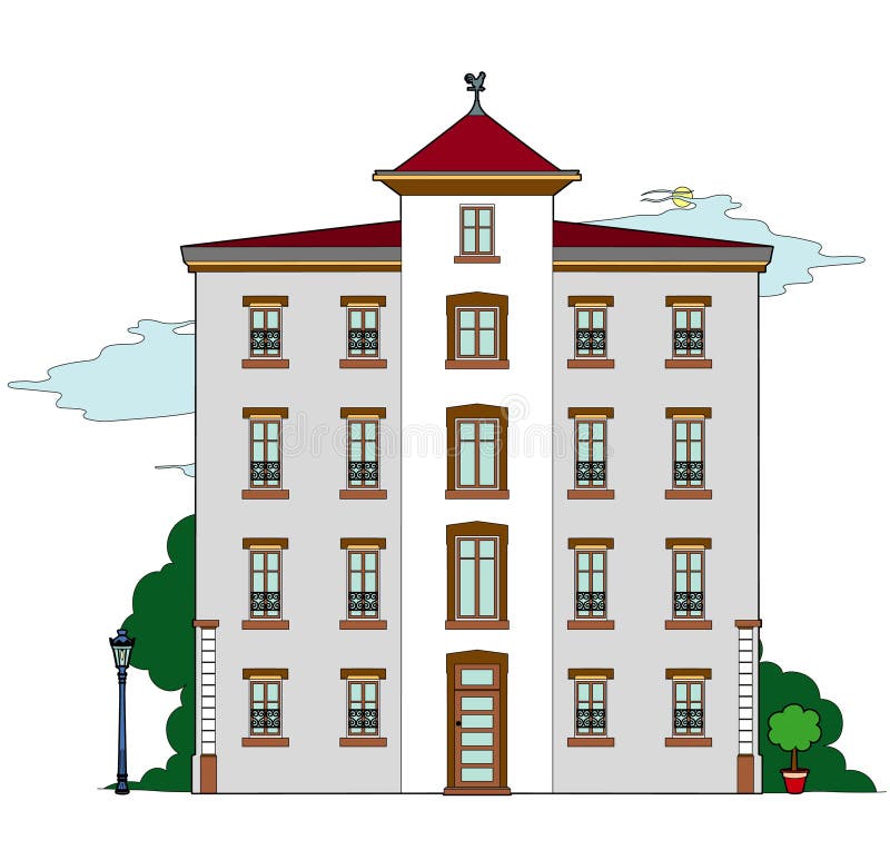 Vintage building drawing stock vector. Illustration of construction ...