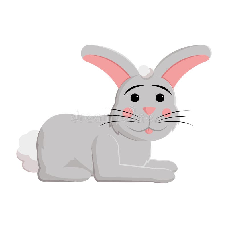 Gray Bunny Resting Calmly. Vector Stock Illustration - Illustration of ...