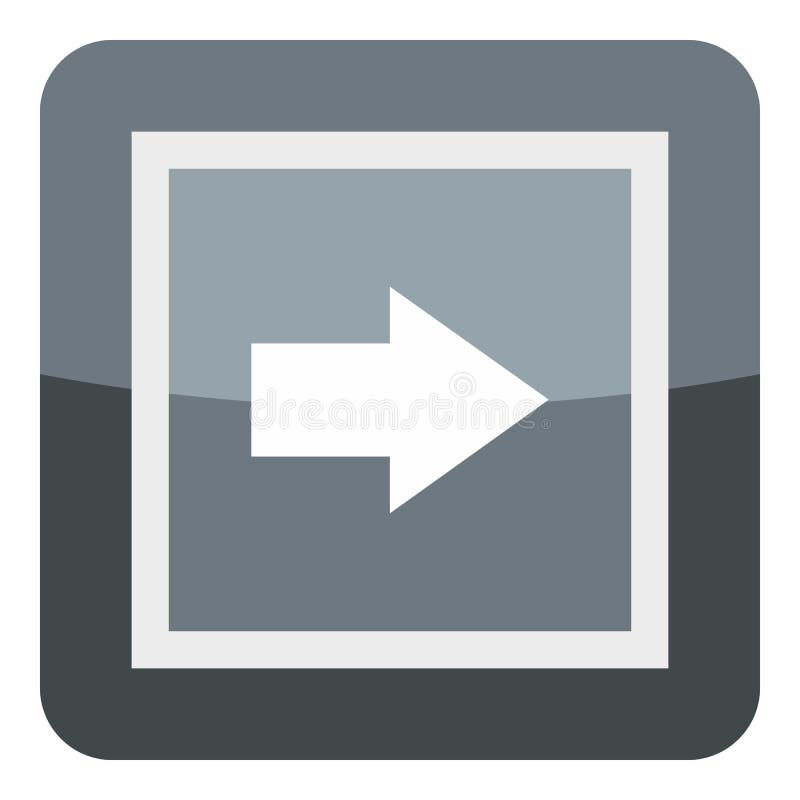 Gray Button with White Arrow Icon, Flat Style Stock Vector ...