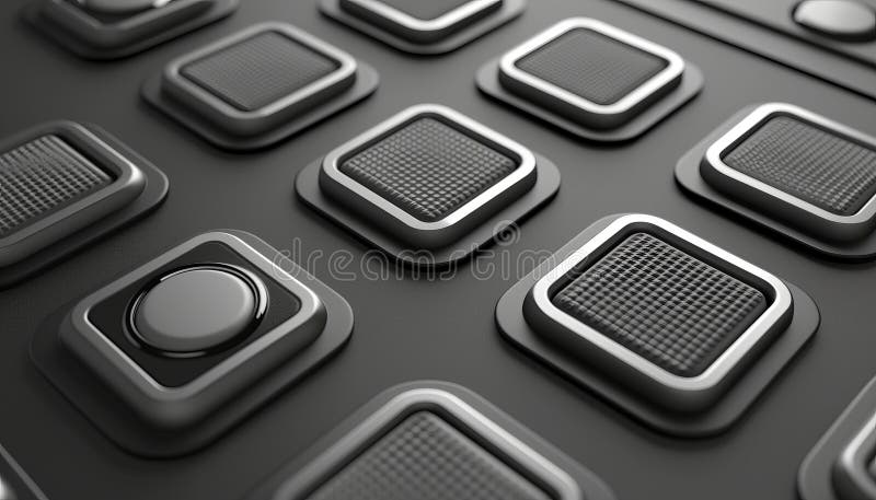 Gray Buttons User Interface. Stock Illustration - Illustration of ...