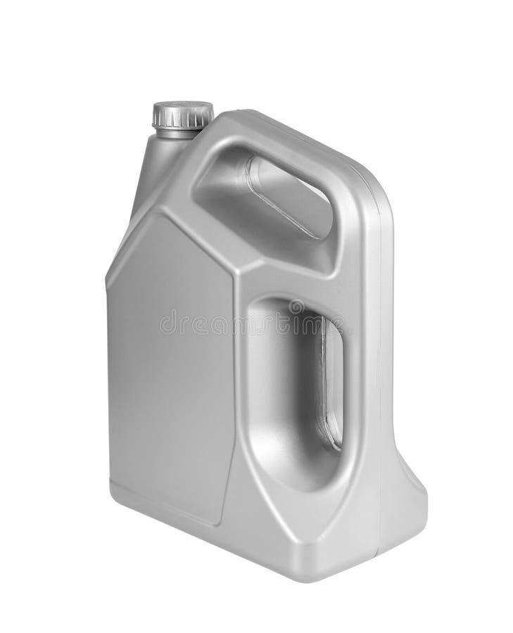Gray Canister with Engine Oil Isolated on White Stock Photo - Image of ...