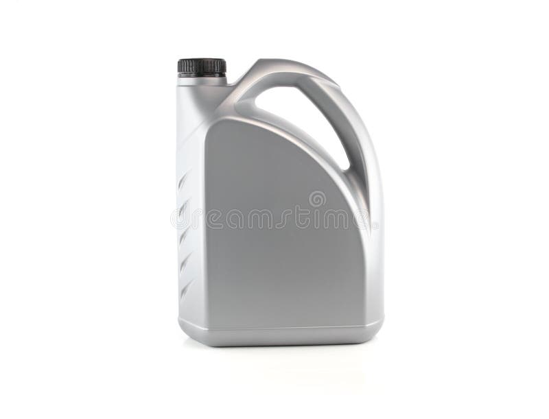 Gray Canister with Engine Oil Isolated on White Background Stock Image ...