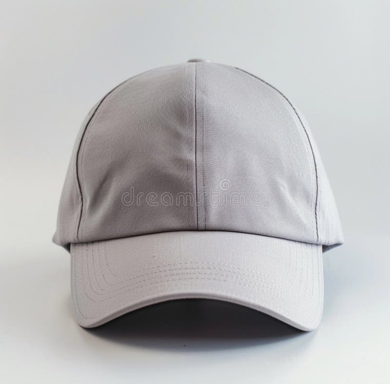 Gray Cap on a White Background, Smooth Fabric, Mockup, Front View Image ...
