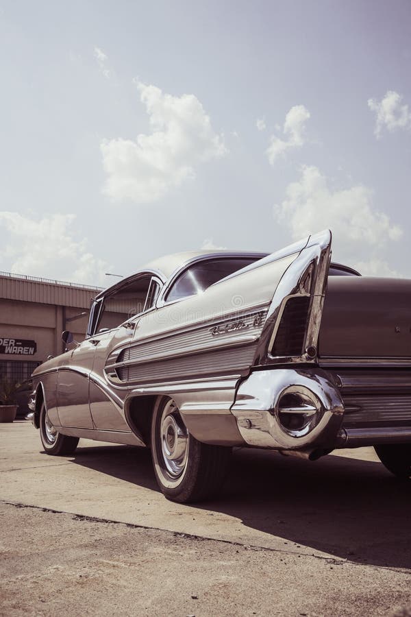Gray Car stock image. Image of roadmaster, tail, antique - 83058113