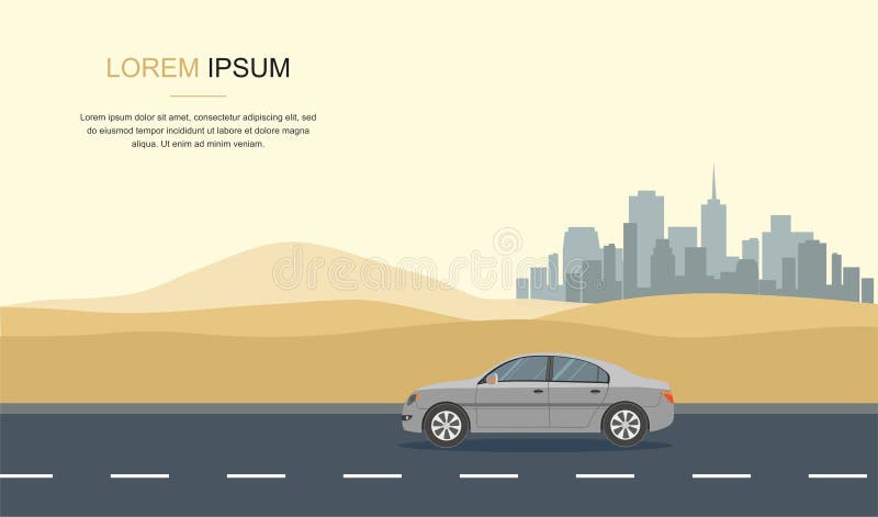 Gray Car Drive in the Desert Stock Vector - Illustration of street ...