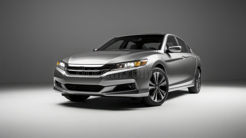 Gray Car Front Side View in Stuio with Gray Background Stock ...