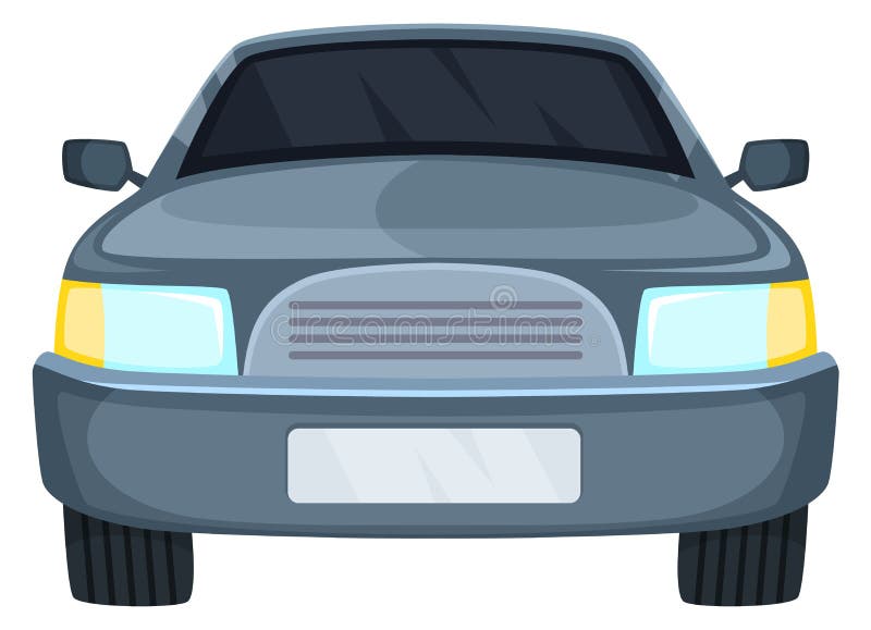 Gray Car Front View. Cartoon Sedan Icon Stock Vector - Illustration of ...