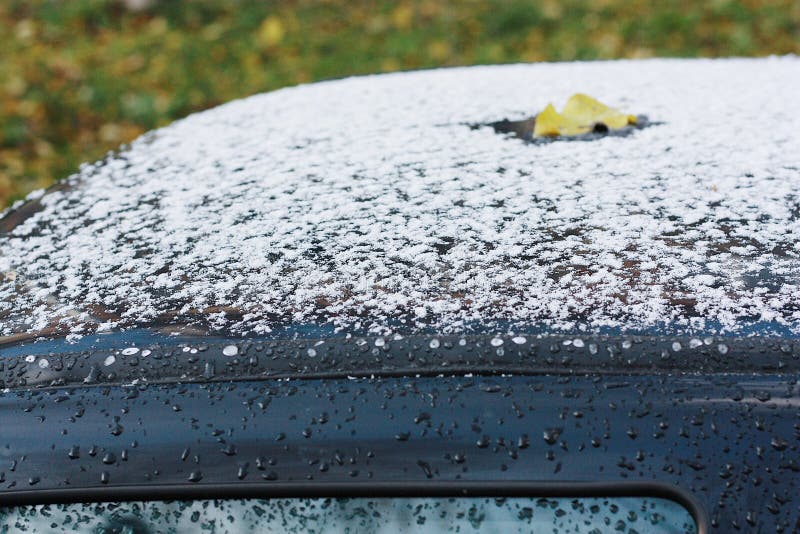 Gray Car with Snow on the Windows Stock Photo - Image of winter, snow ...