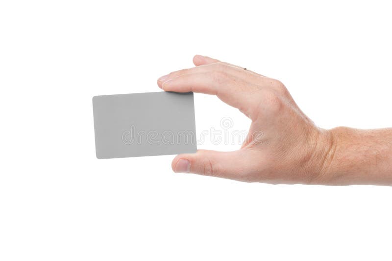 Gray Card in a Human Hand Isolated on White Background Stock Image ...