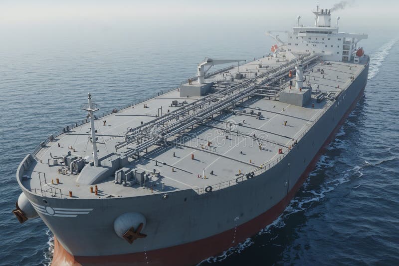 Large Gray Cargo Ship Sailing on Deep Blue Ocean Waters Stock ...