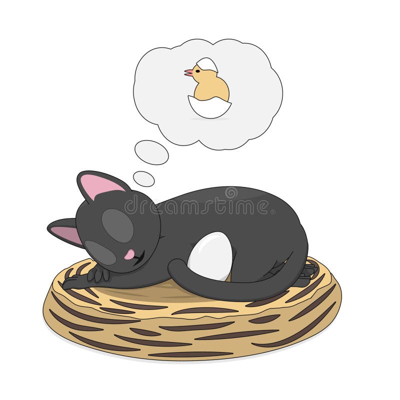 Gray Cat is Hatching an Egg. Stock Vector - Illustration of gray ...
