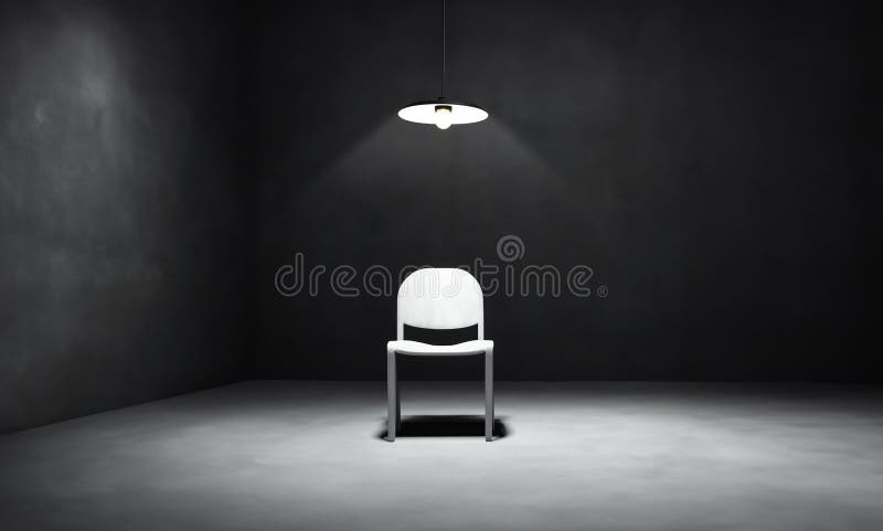 An Empty Concrete Interrogation or Torture Room with a Chair and ...