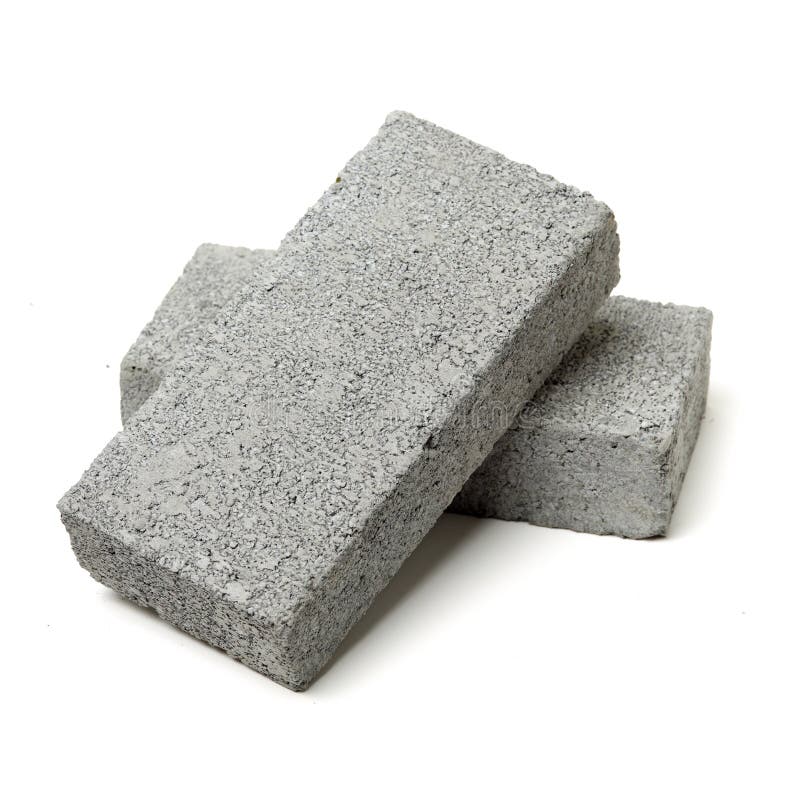 Gray Cement Solid Brick Isolated Stock Image - Image of construction ...