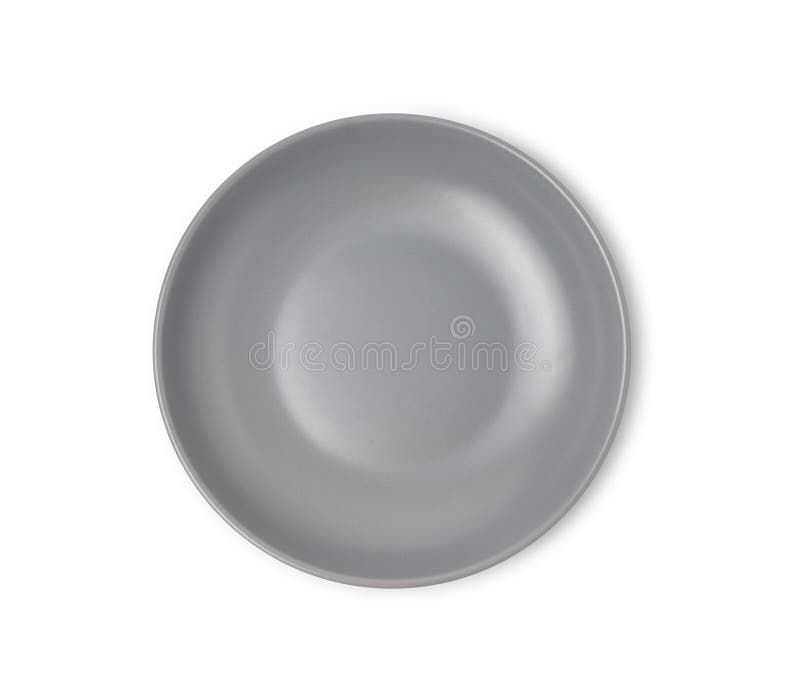 Gray Ceramic Plate Isolated on White Background Stock Image - Image of ...