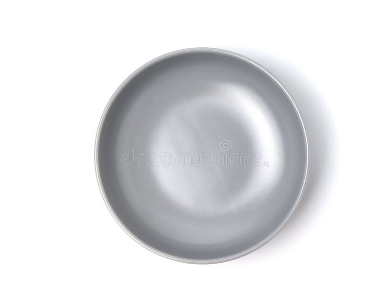 Gray Ceramic Plate Isolated on White Background Stock Image - Image of ...
