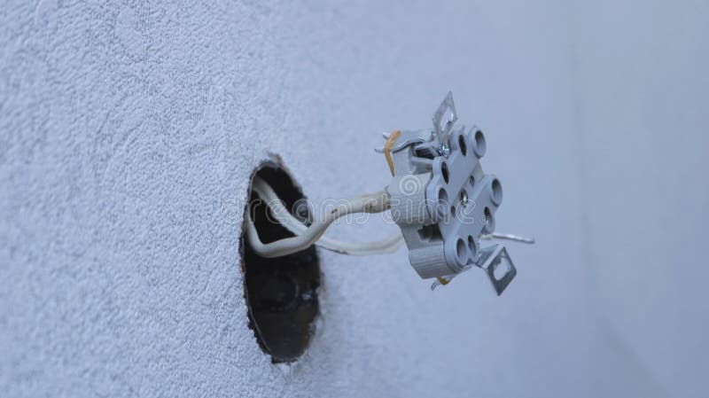 Gray Ceramic Socket Inside Hooked Up To Wires Stock Image - Image of ...