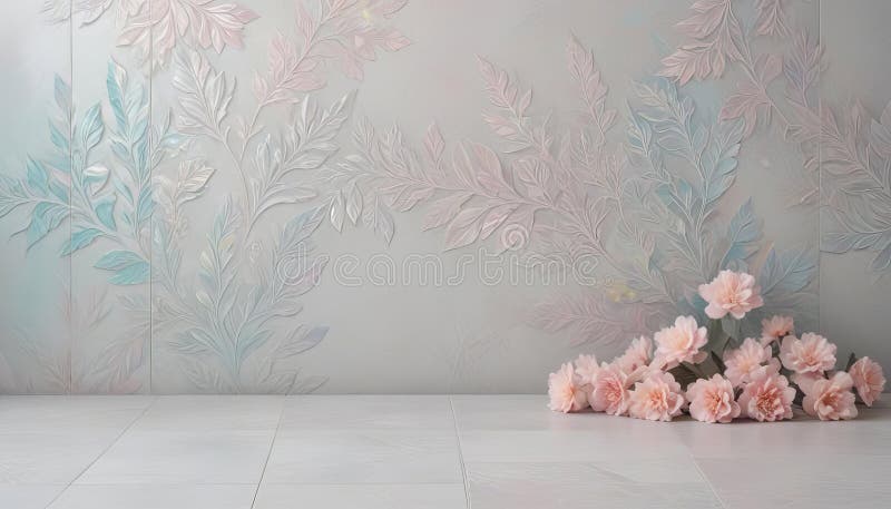 Gray Ceramic Tile with Floral Pattern for Wall and Floor Decoration Stock Illustration ...