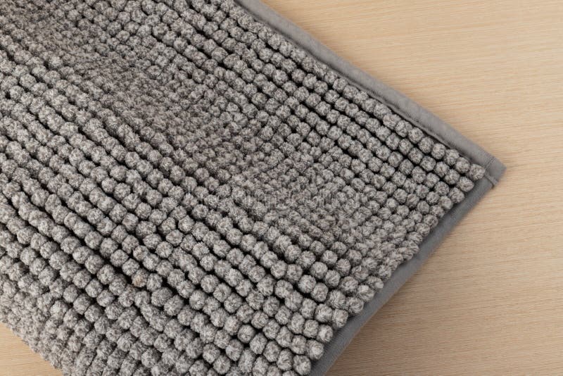 Gray Chenille Soft Bath Mat Texture Background. Bath Accessories. Top ...