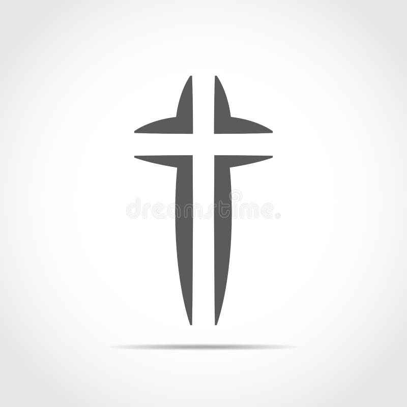 Gray Christian Cross Icon. Simple Christian Cross on Light Background ...