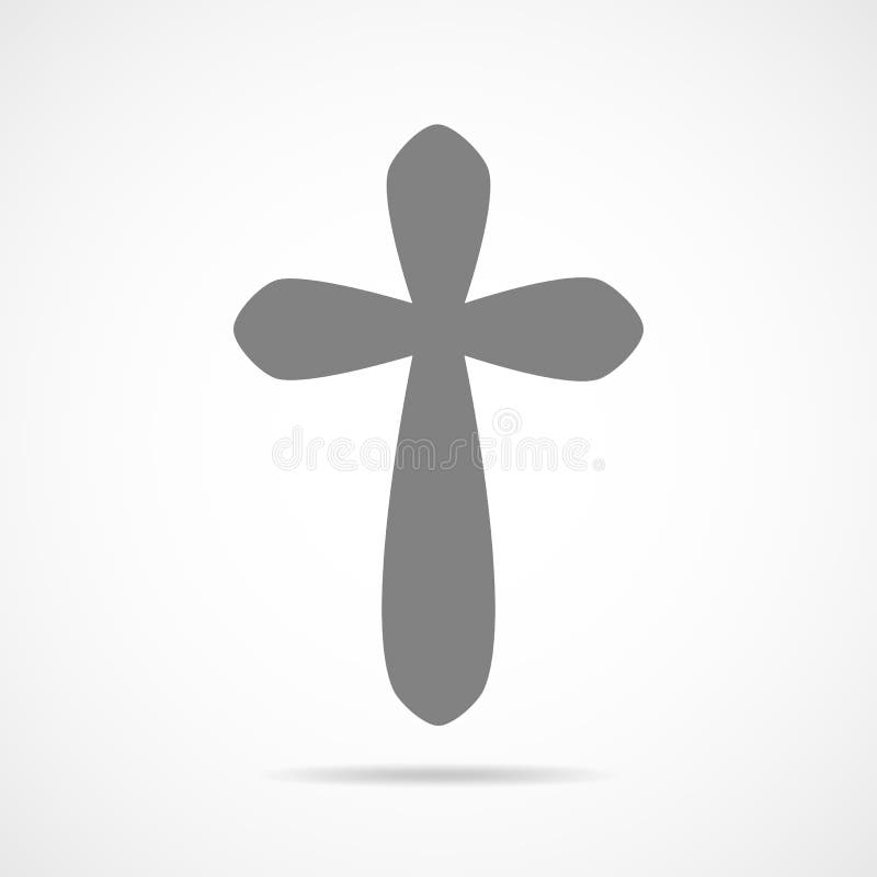 Gray Christian Cross Icon With Compass. Vector Illustration. Stock ...
