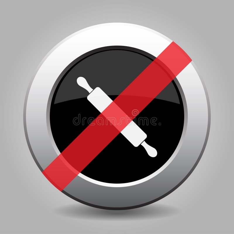 Gray Chrome Button - No Rolling Pin Stock Vector - Illustration of icon ...