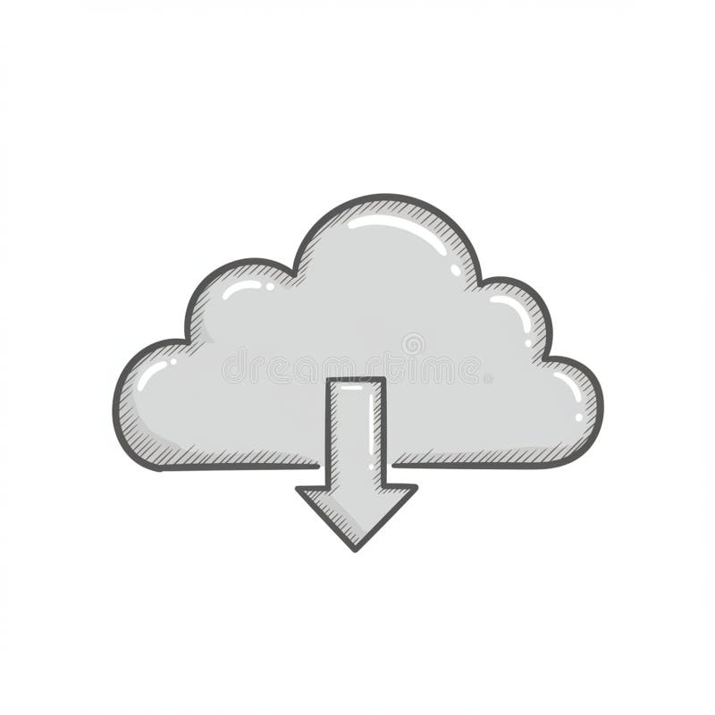 A Gray Cloud Icon with a Downward Arrow Extending from the Bottom ...