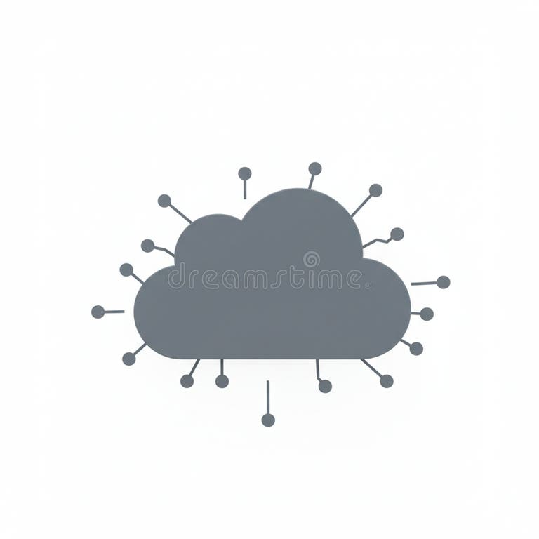 Gray Cloud Icon with Multiple Lines and Dots Extending Outward ...