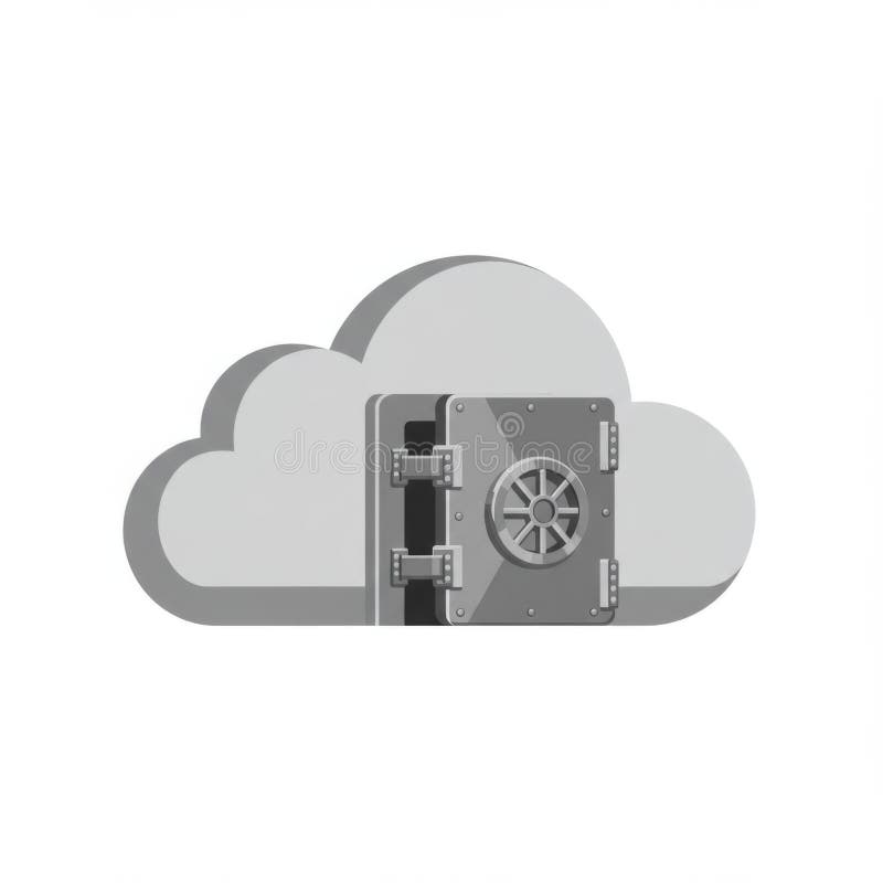 Gray Cloud with Metal Vault Door Digital Security Concept Stock ...