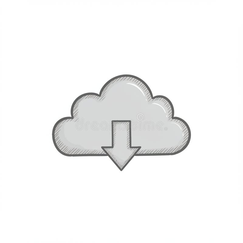 Gray Cloud-shape with a Downward-pointing Arrow in the Center ...