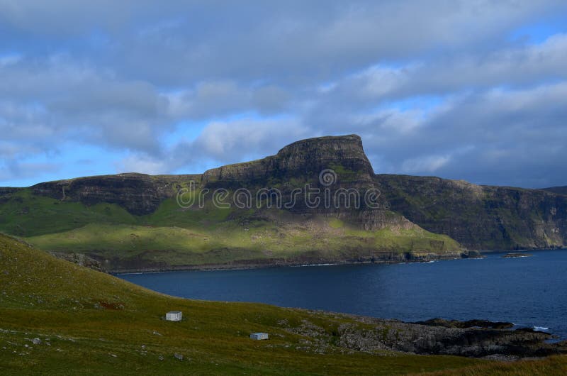 Gray Clouds Over the Sea Cliffs of Neist Point Stock Photo - Image of ...