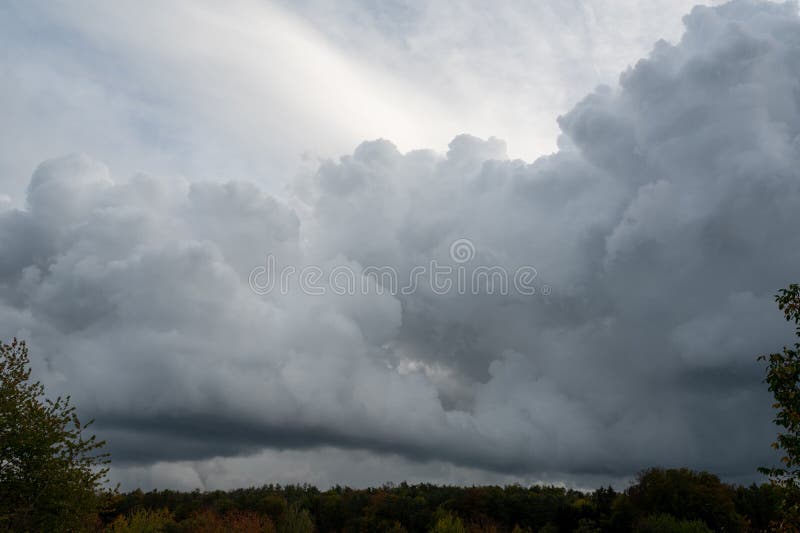 Gray Clouds in the Sky Over Green Forest Stock Image - Image of cloudy ...
