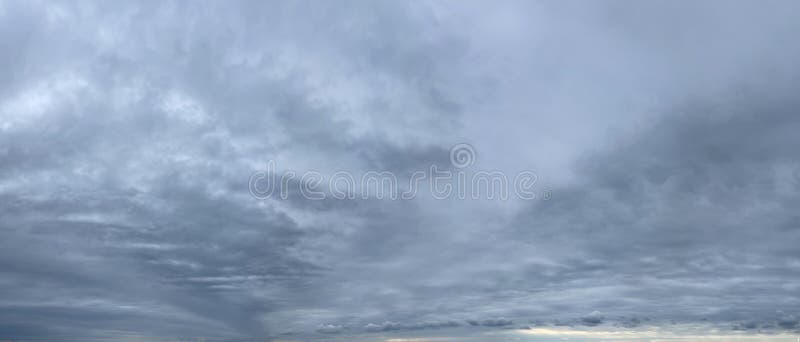 Gray Cloudy Sky. Cold Windy Weather Atmosphere Cloudscape Panoramic ...