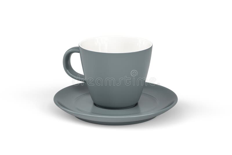 Gray Coffee Cup with Saucer Isolated on White Background Stock ...