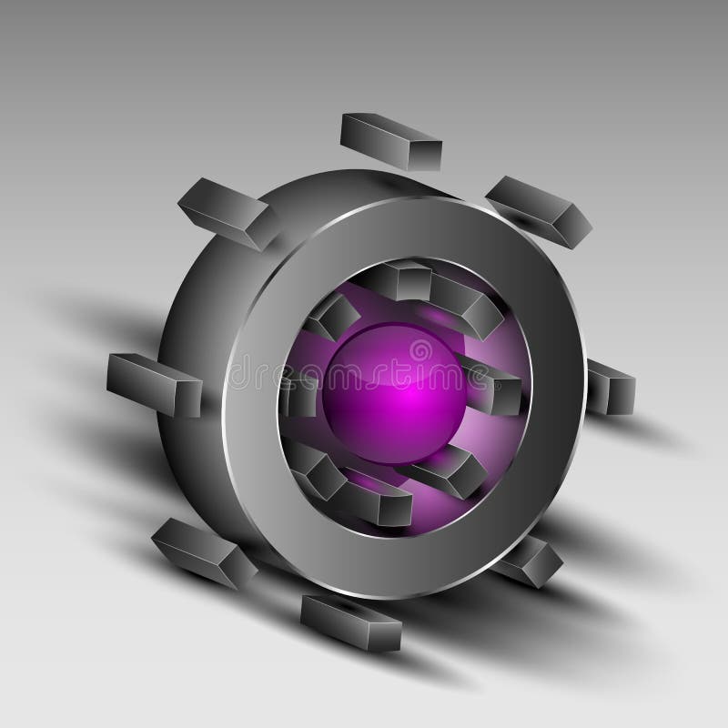 Gray cog with purple core stock vector. Illustration of mechanical ...
