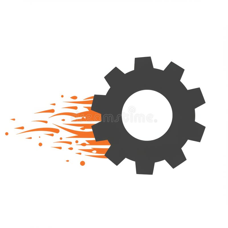 Gray Cogwheel with Orange Motion Trail on White Background Symbolizing ...