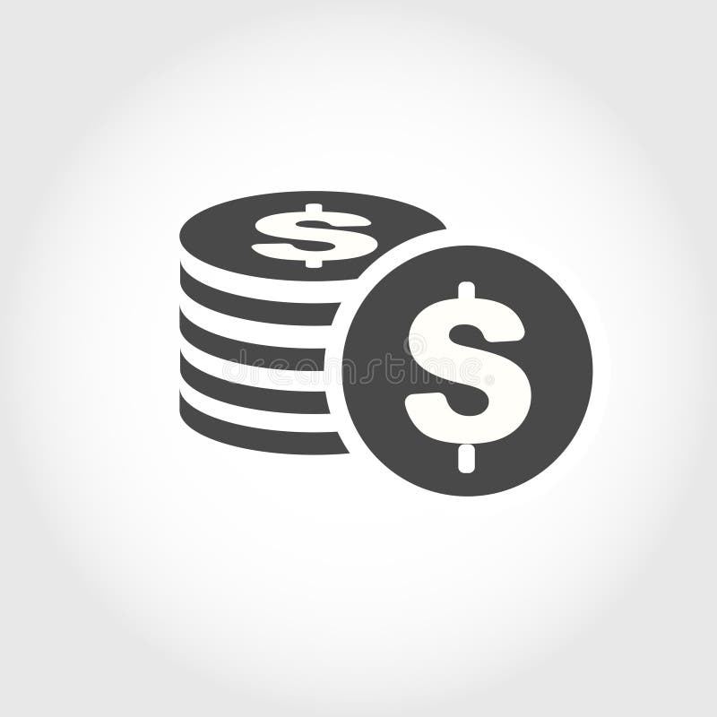 Gray Coin on Top of Mountain. Business Success Concept. Flat Design ...