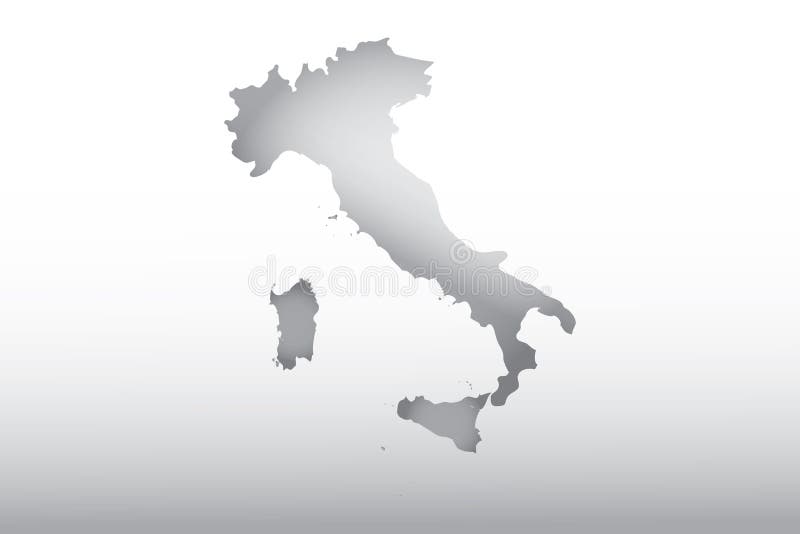 Gray Color Italy Map with Dark and Light Effect Vector on Light ...
