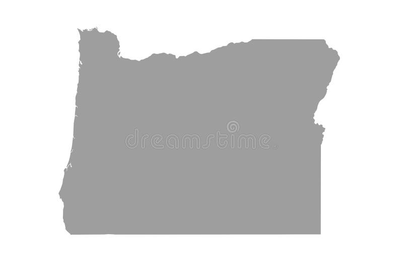 Gray Color Oregon Map, Blank Map, Empty Map of Oregon Stock ...