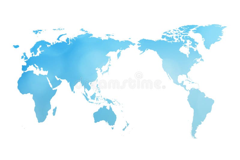 Blue Color World Map With White Background Stock Illustration ...
