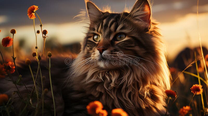Realistic and Hyper-detailed Rendering of a Cat Grazing in a Meadow ...