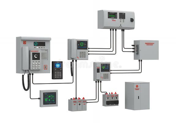 Gray Communication System on White Background with Interconnected ...