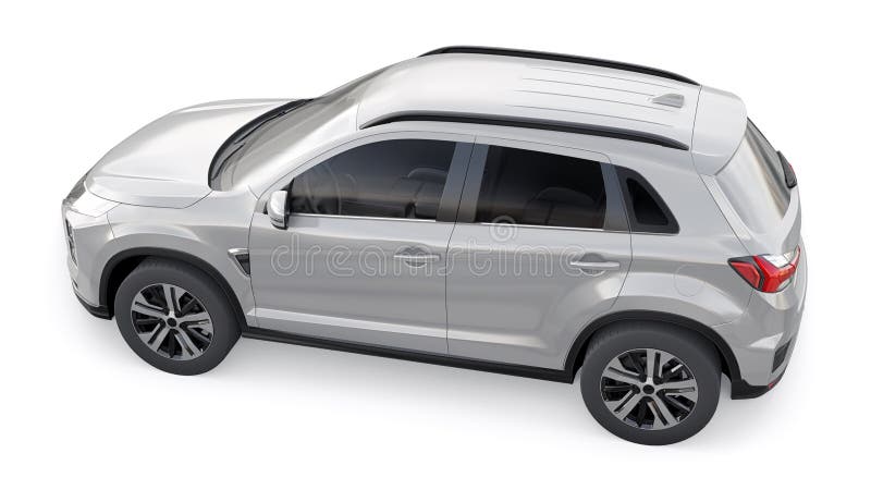 Gray Compact Urban SUV on a White Uniform Background with a Blank Body ...
