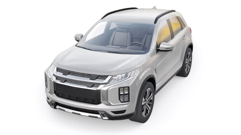 Gray Compact Urban SUV on a White Uniform Background with a Blank Body ...