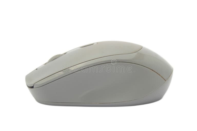 Gray Computer Mouse with Scroll Wheel Isolated on White Background ...